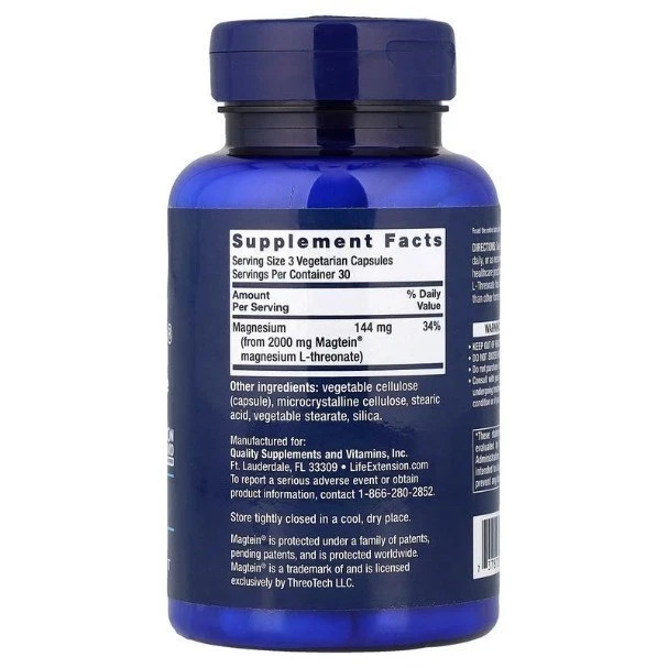 Neuro-Mag Magnesium L-Threonate from 2000 mg Magtein - Life Extension ...