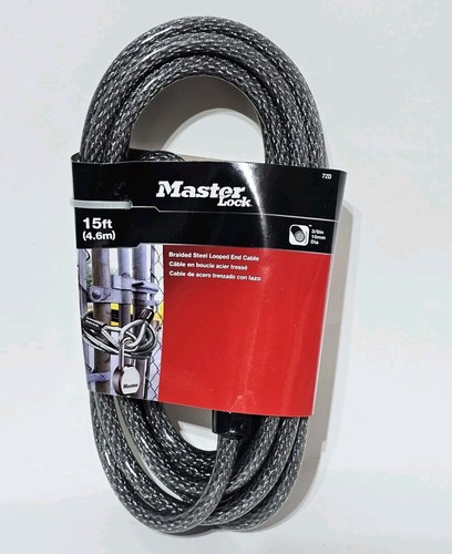 Master Lock 72D Security Cable 3/8 inch 15 Ft Braided Steel With Loops ...