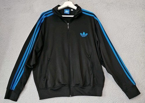 Vintage Adidas Track Jacket Three Stripes Blue & Black Full Zip Size L ...