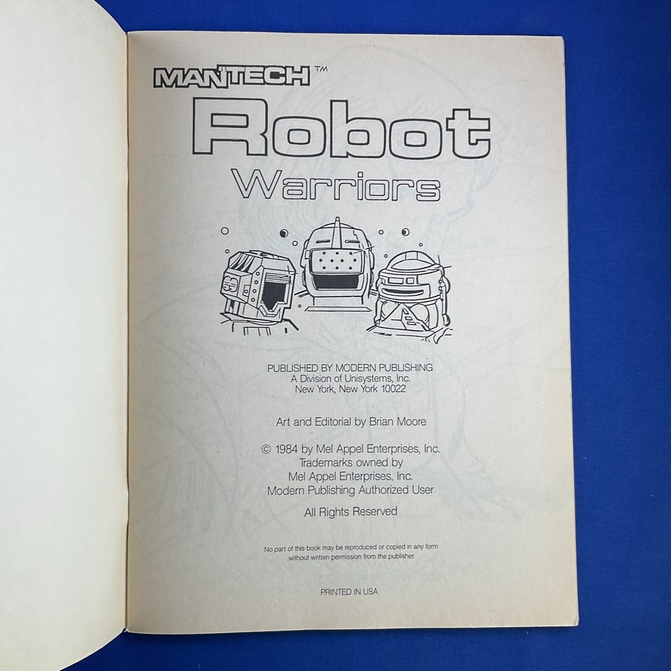 Mantech Robot Warriors Coloring And Activity Book Vintage 1984 Unused ...