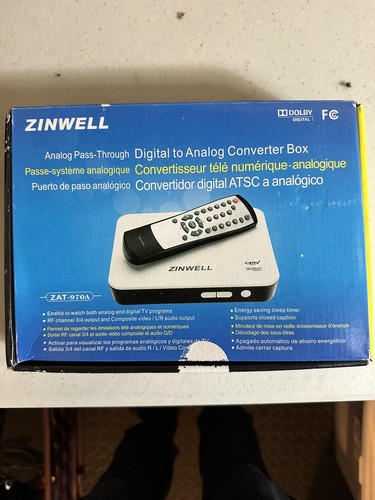 Zinwell Digital TV Converter Box Analog Pass-Through ZAT-970 & Remote ...
