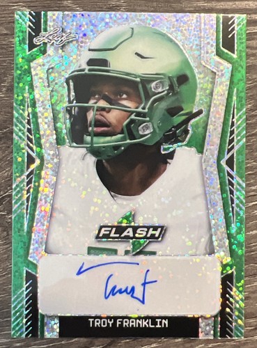Troy Franklin 2022 Leaf Flash Green Auto PA-TF1 Oregon Ducks /7 Denver ...