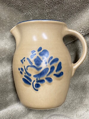 Pfaltzgraff Folk Art Small Pitcher 6.5" tall - Blue Beige Bird Floral ...