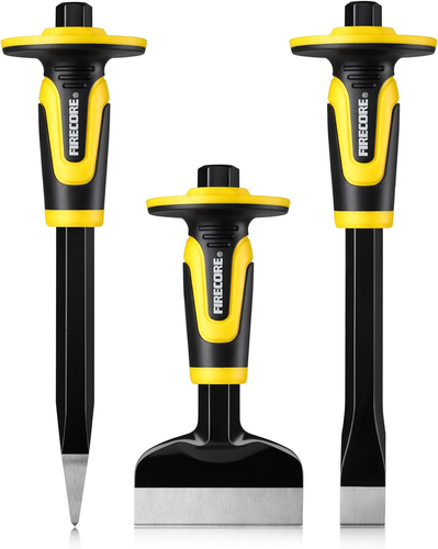 Rock Chisel Set, 3PCS Masonry Chisel with Hand Guard, Heavy Duty Point ...