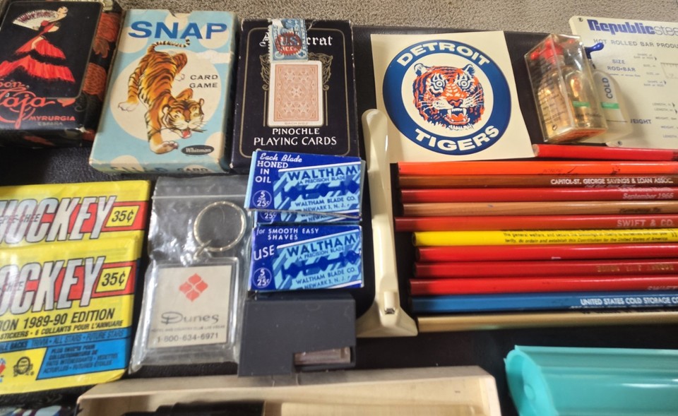 Huge Vintage Junk Drawer Lot Pens Pencils Keychains Prrfumes ++ | eBay