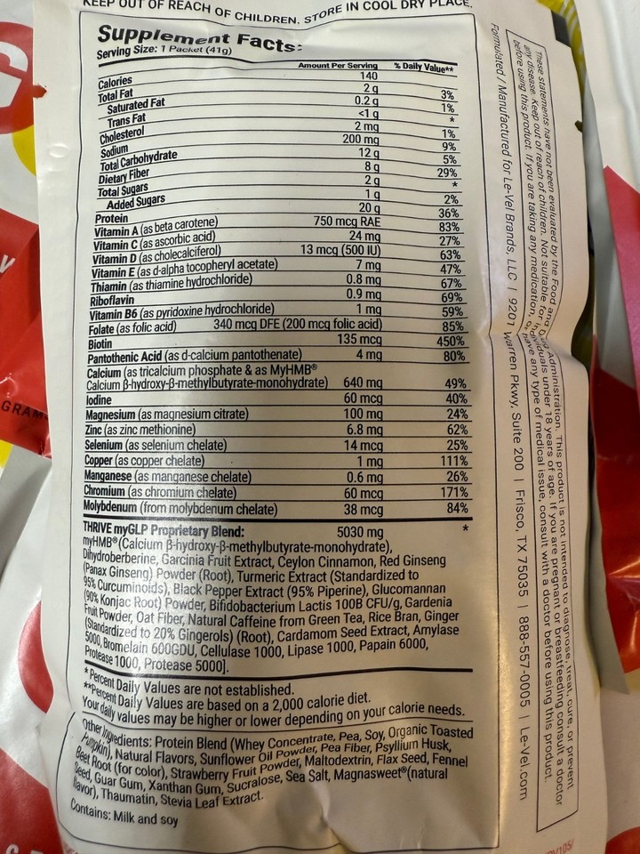 14ct Thrive My GLP Strawberry Lifestyle Mix shake smoothie drink EXP 04 ...