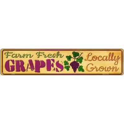 Farm Fresh Grapes 3"x12" metal street sign plaque Home Door Garage Wall ...