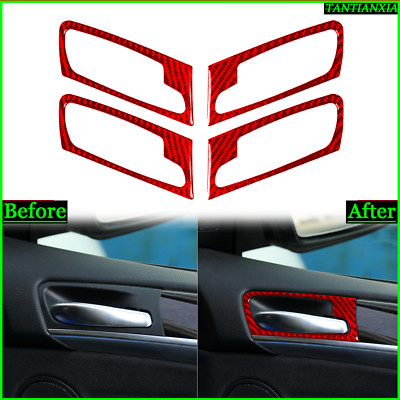 For BMW X5 X6 M E70 E71 2007-2014 Red Carbon Fiber Interior Door Handle ...