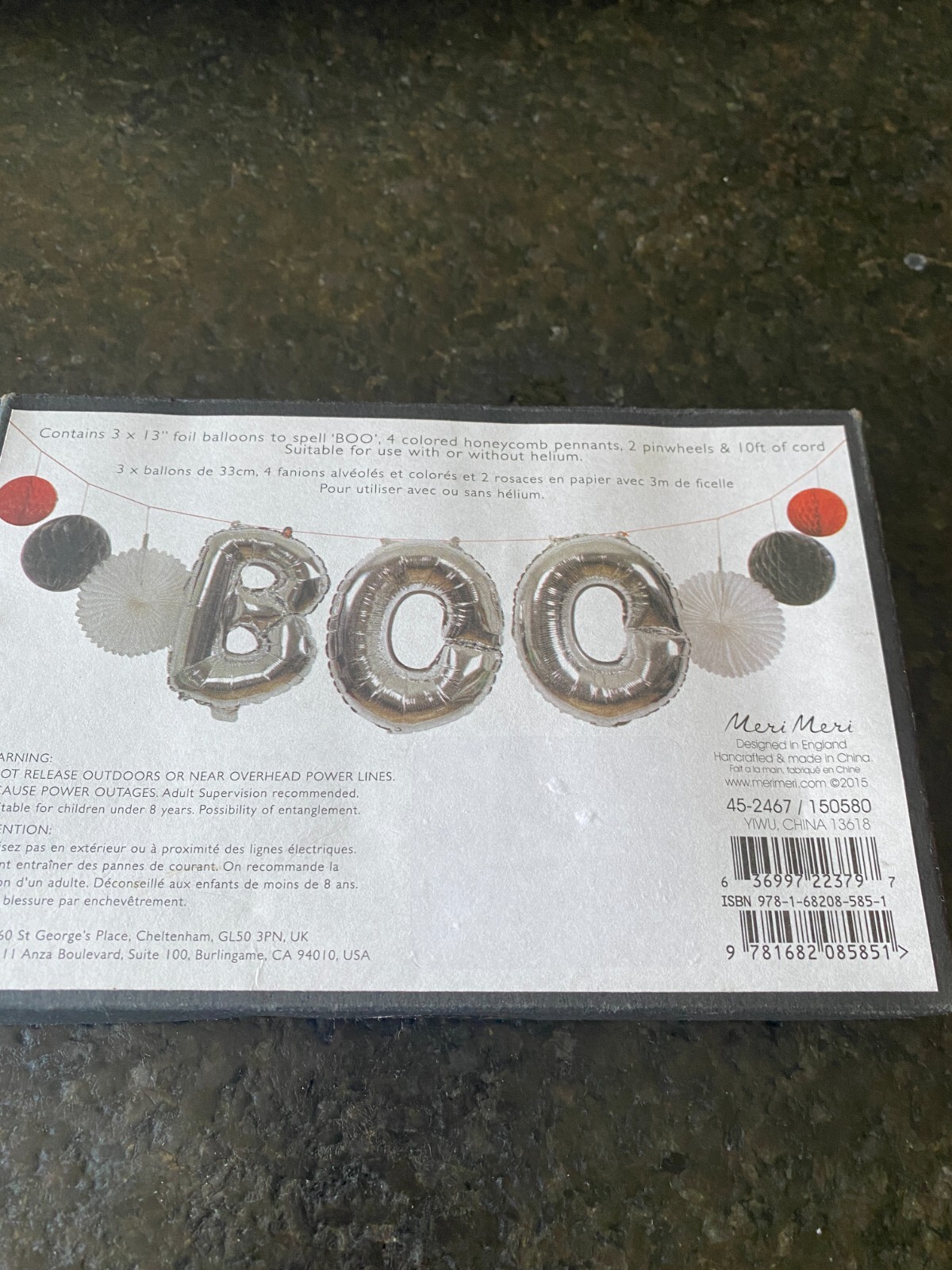 Meri Meri BOO 10 ft Foil Balloon Garland Kit Honeycomb Pinwheel ...