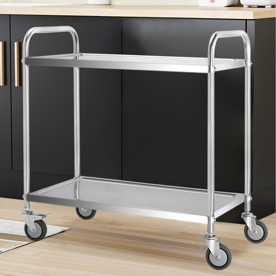 Stainless Steel Kitchen Cafeteria Server Catering Room Service Trolley ...