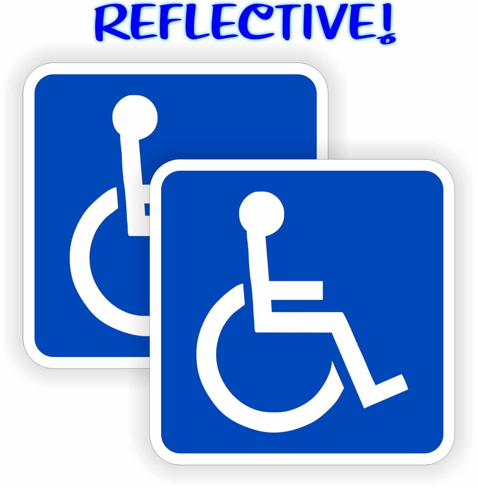 2 pack - REFLECTIVE Handicap Symbol Vinyl Stickers Decals Handicapped ...