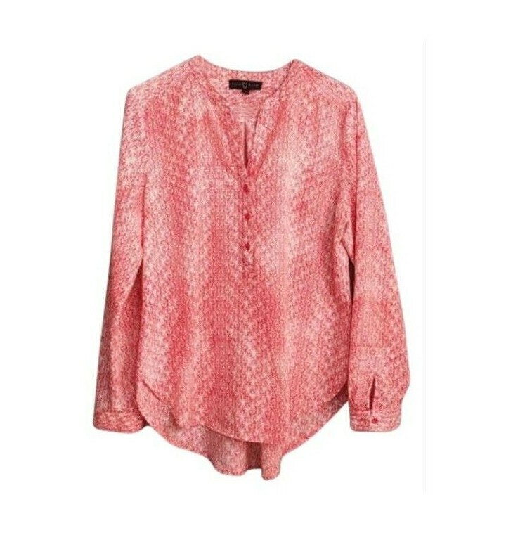 FRED DAVID Coral and White Relaxed Tunic (Large) - Gem