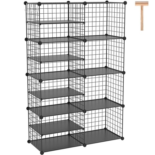 Wire Cube Storage Unit, Interlocking Metal Wire Organizer with Divider ...