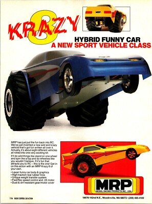 MRP Krazy 8 Funny Car RC Hybrid Print Ad Ephemera Wall Art Decor | eBay