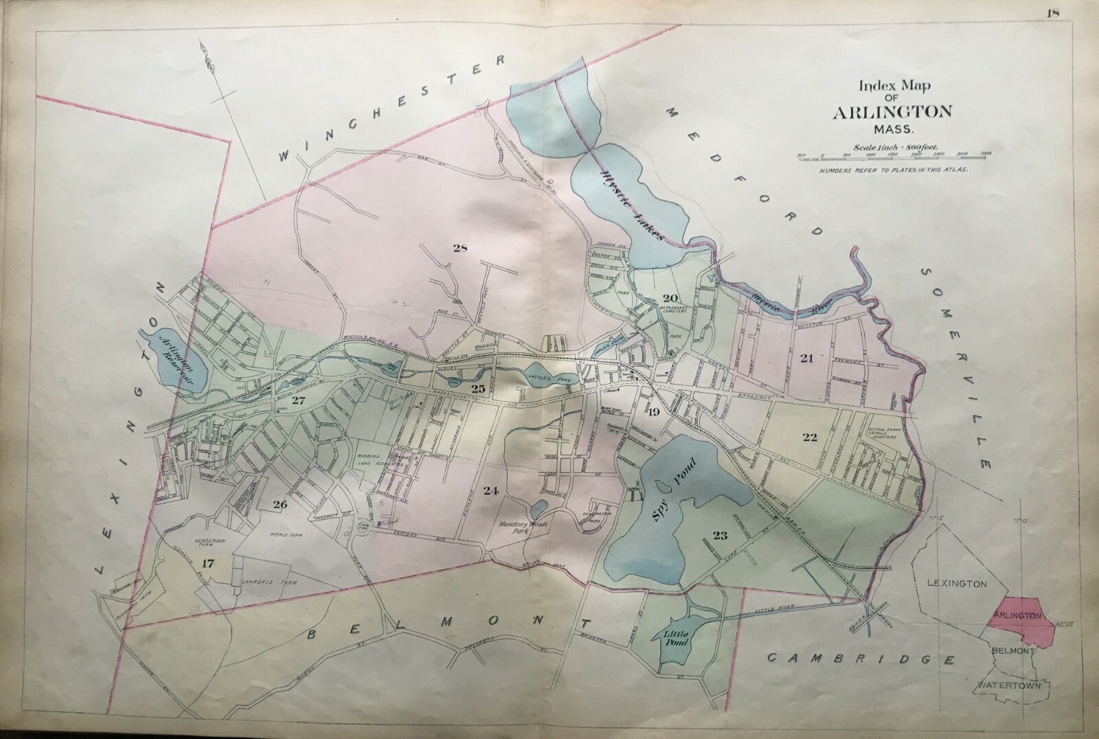 1898 ARLINGTON MASSACHUSETTS MIDDLESEX COUNTY GEO W STADLY INDEX PAGE ...
