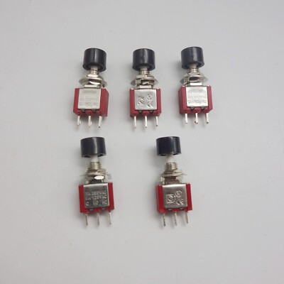 5PCS 6MM Miniature Push Button Switch 3 PIN ON-ON Momentary 250V AC 2A ...
