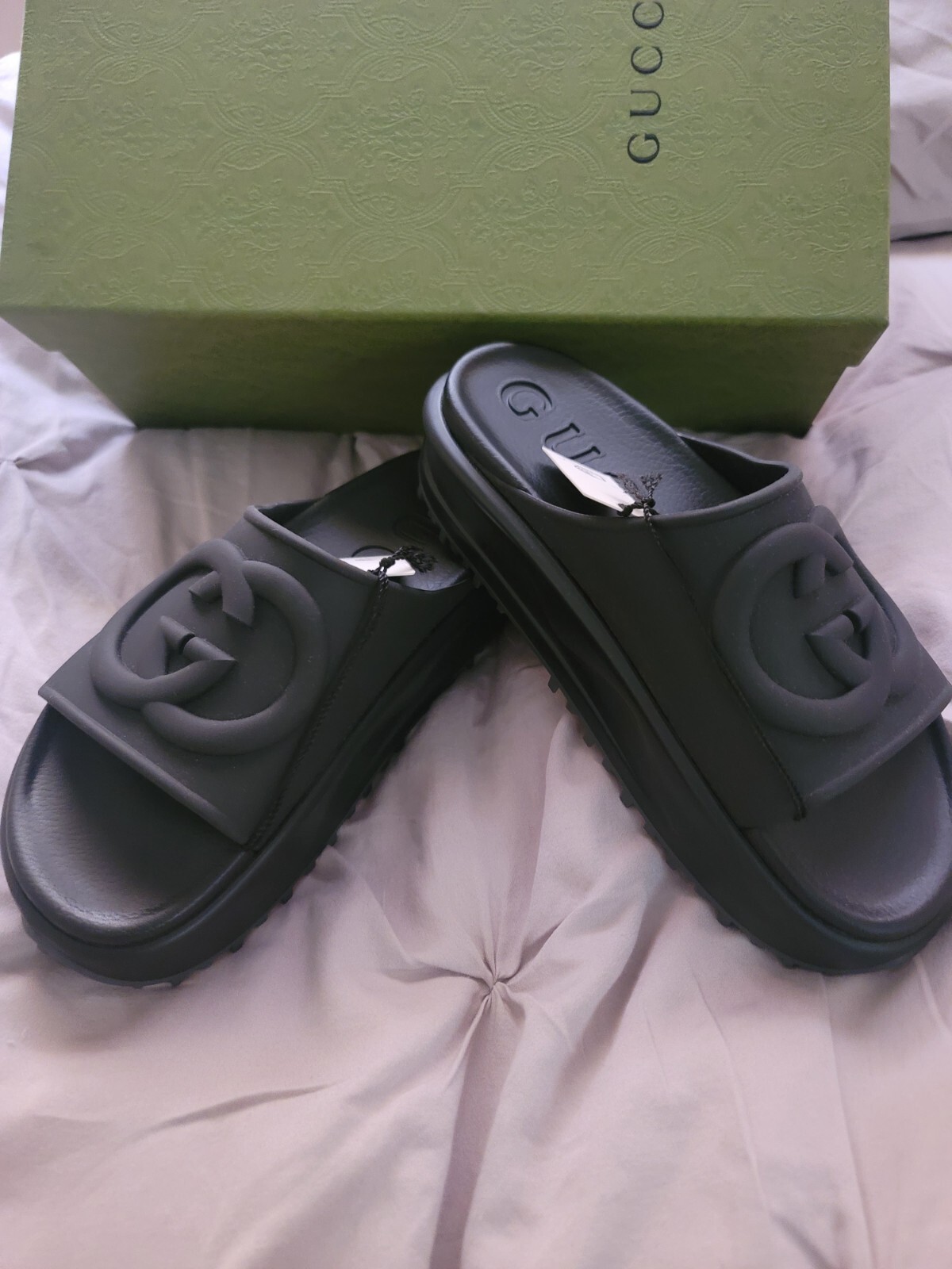 Gucci MIAMI Interlocking G Pool Sandal Platform 1.5 in Slide Women 41 ...