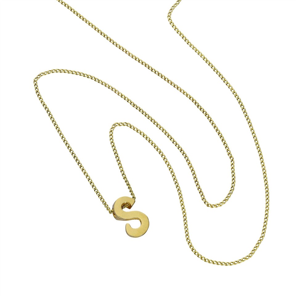 Tiny 9ct Gold Alphabet Letter S Necklace 16 - 20 Inches Name Initial | eBay