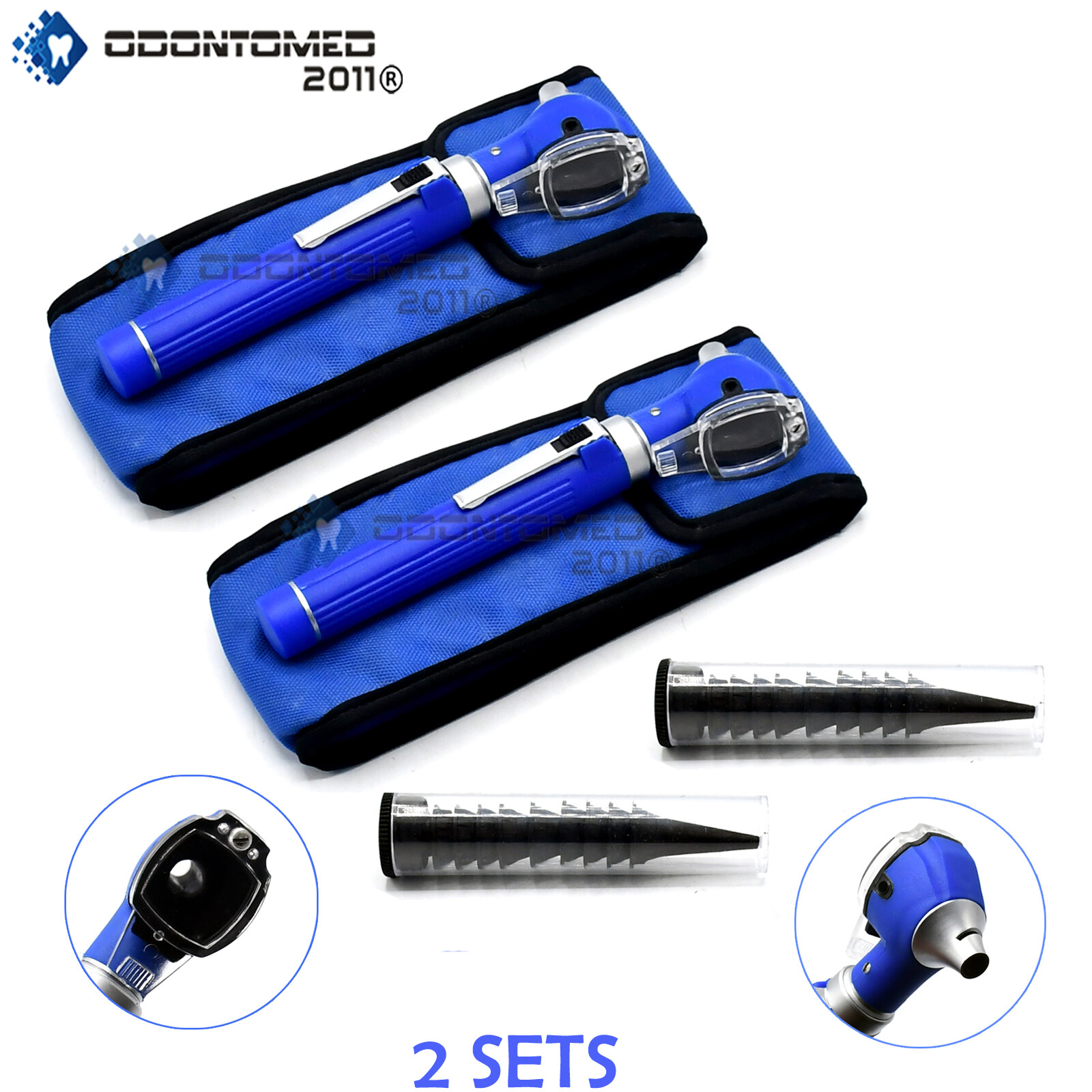 ODM 2 Sets Of Blue Fiberoptic ENT Mini Otoscope Speculas Diagnostic ...