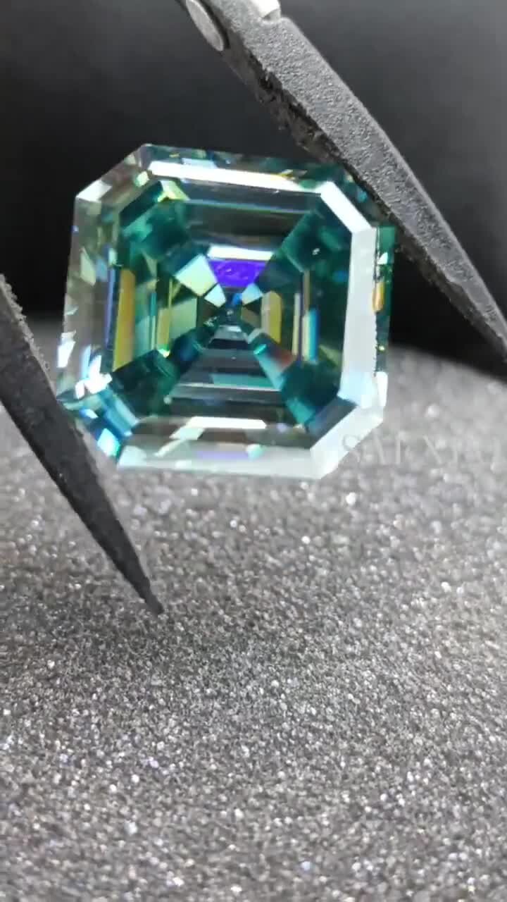 CVD Certified 1Ct Natural Green Color Lab Grown Diamond Ascher Cut VVS1 ...