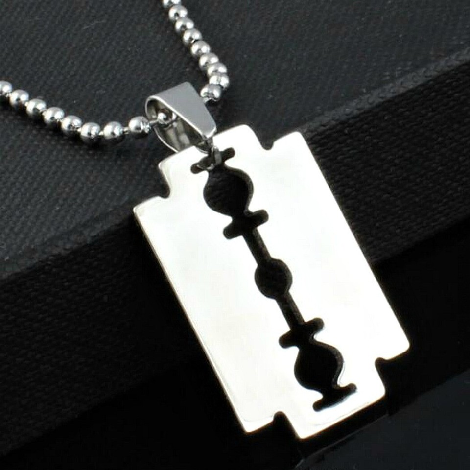 STAINLESS STEEL RAZOR BLADE NECKLACE 50cm Chain USA SELLER Pendant ...