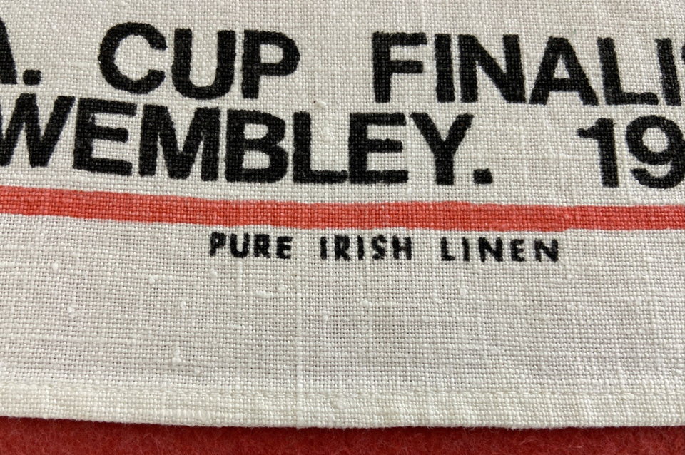 Vintage Liverpool FC Linen Tea Towel w 1974 FA Cup Pattern Football ...