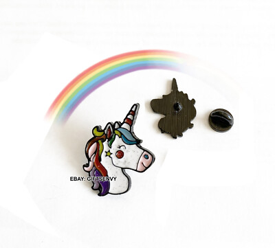 1x1 Small Lapel Pin - Classic Fantasy Unicorn Rainbow Horse Enamel ...