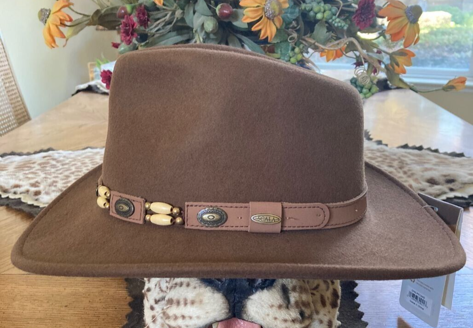 Scala Classico * New Mens Brown Wool Outback Hat XL * Crushable Repels ...