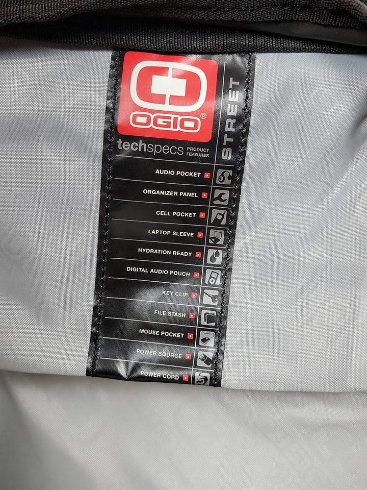 Nwt OGIO Metro Street Grey/black Backpack 8 External Pockets Audio Tech ...