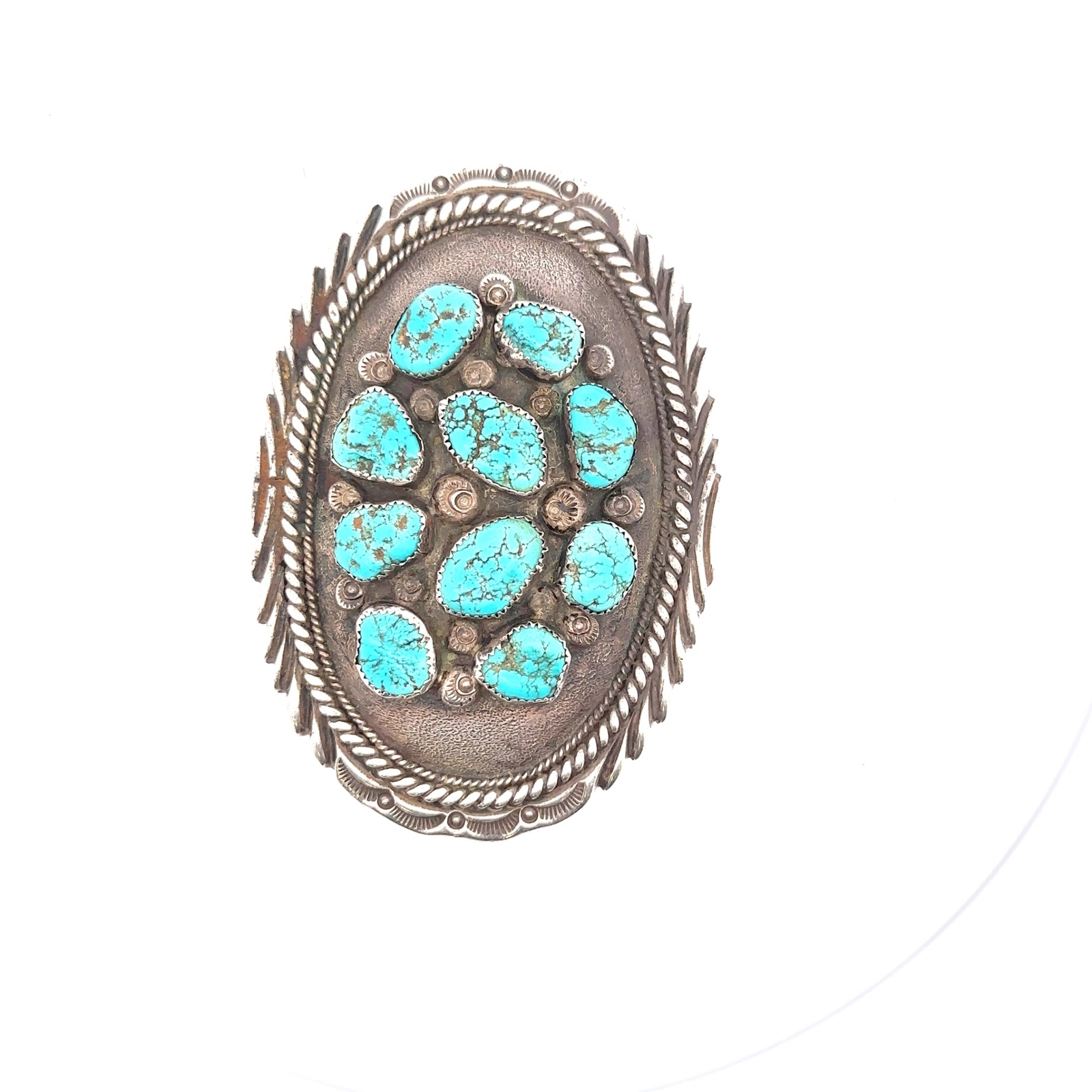 Kenneth R Begay Navajo Sterling Silver & Turquoise Cluster Oval Belt ...