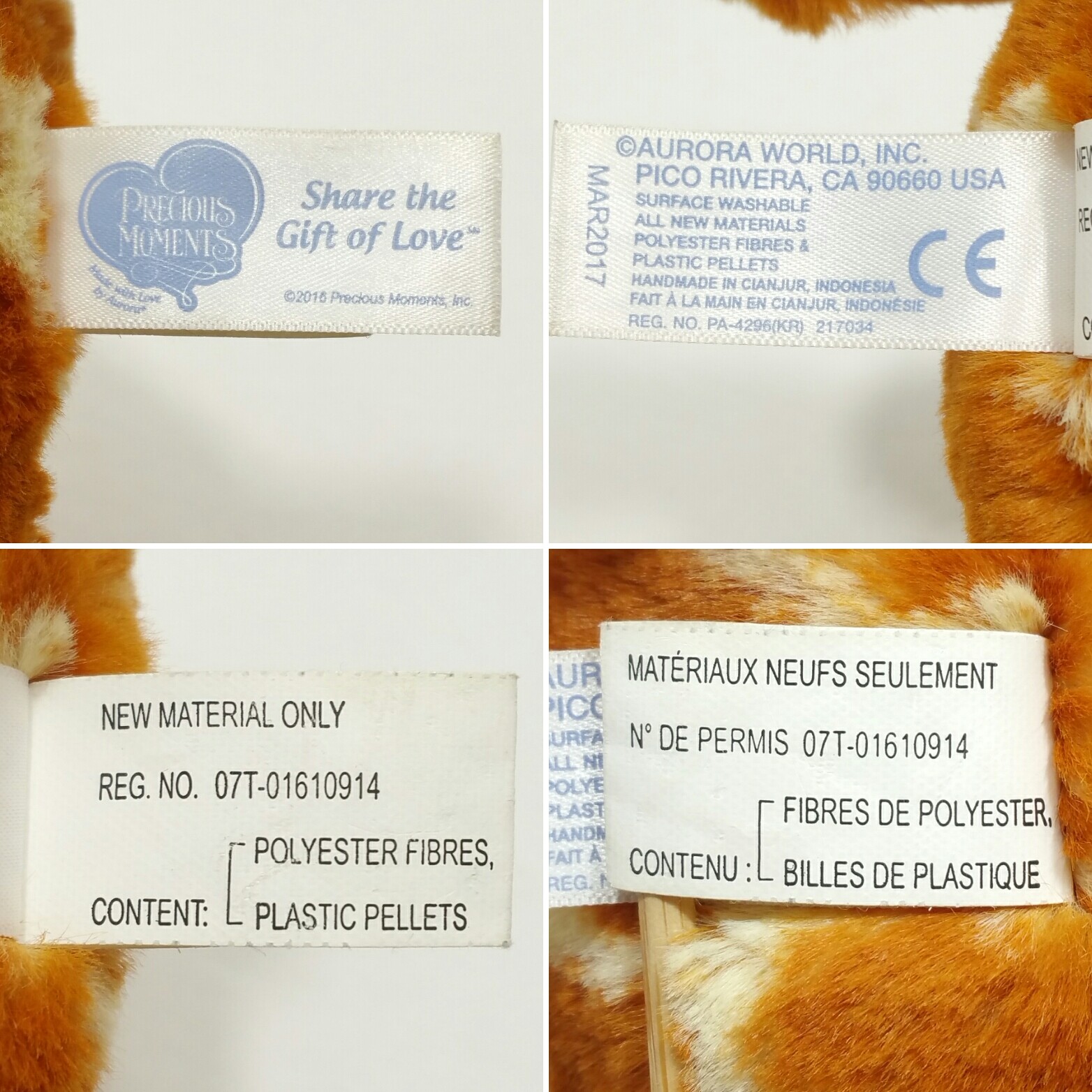 Aurora Precious Moments Raffie Giraffe 8" Plush Toy Stuffed Animal ...