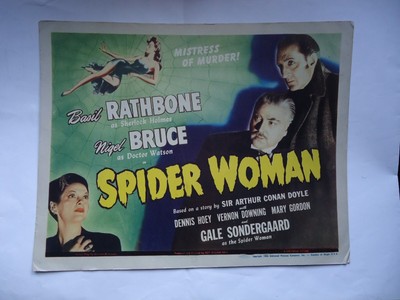 SHERLOCK HOLMES/SPIDER WOMAN/BASIL RATHBONE/ TITLE LOBBY card 1943 | eBay