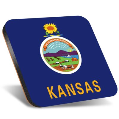 1x Square Coaster 12cm Kansas Flag Vector Emblem #60753 | eBay UK