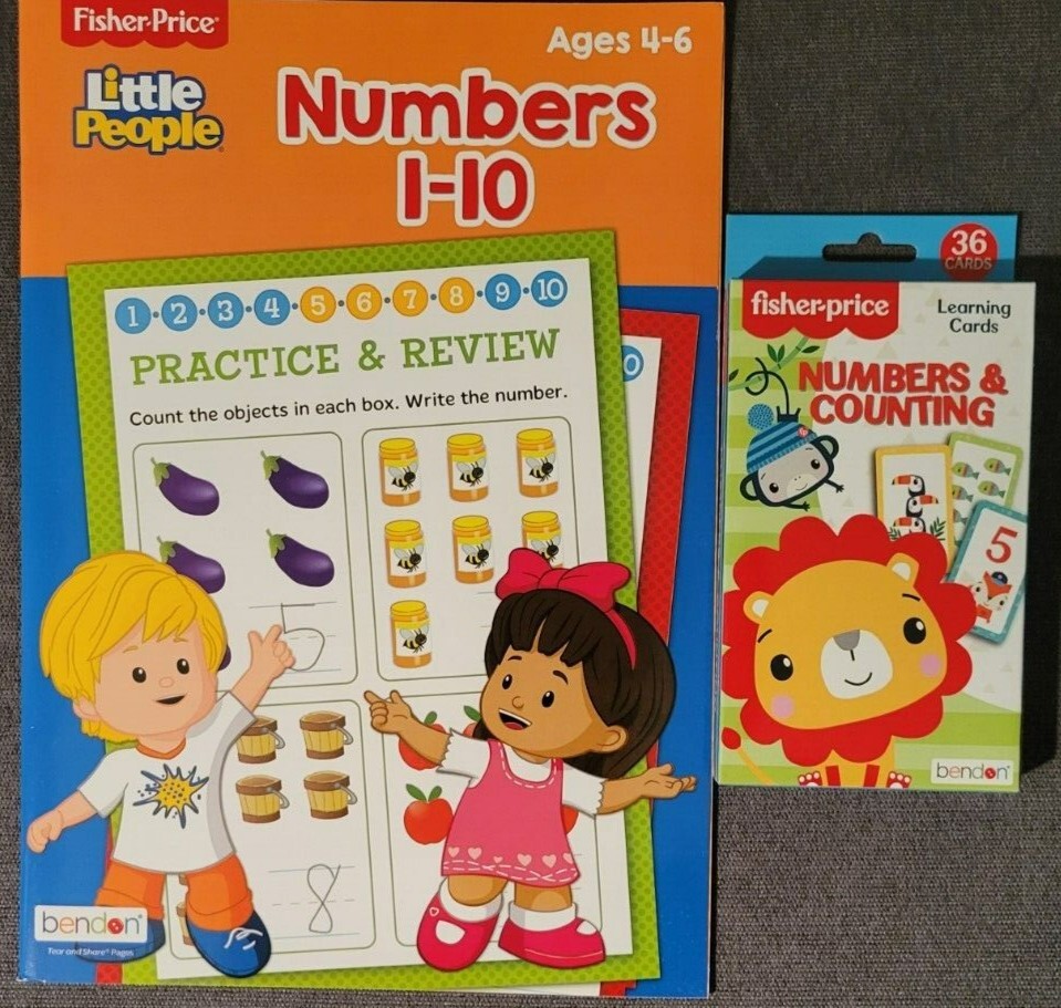 Fisher Price Little People:Numbers 1-10 Activity-WorkBook & Flashcards ...