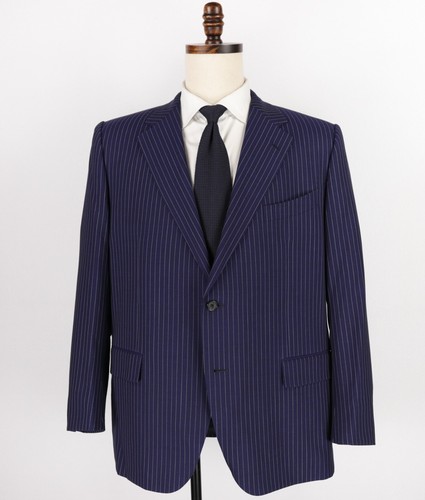 Caruso Norma Wool Suit Mens 46S Navy Blue Striped Made in Italy Current ...
