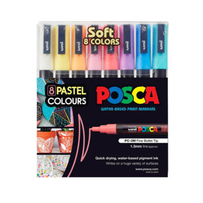 Uni Ball Posca Lot de 8 stylos à peinture pastel 1,3 mm PC3M à pointe ...