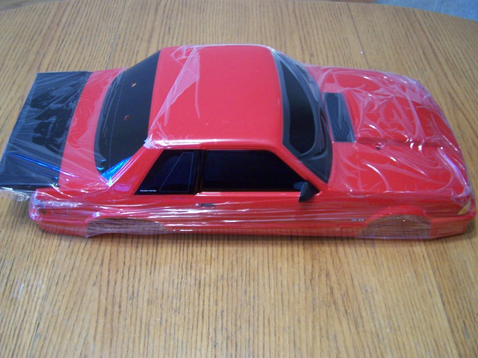 Fits Traxxas Drag Slash Mustang Red Painted Body w/ Wing Side Mirrors ...