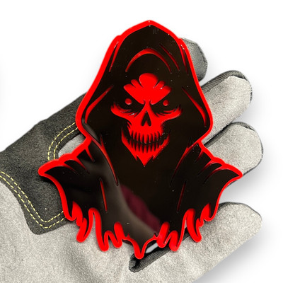 2x RED GRIM REAPER Car Fender Badges Custom Aggressive Car Emblem 4x4 ...