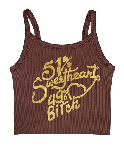 Large Vintage 70s Style Biker Print In gold On Brown Ribbed Cropped ...