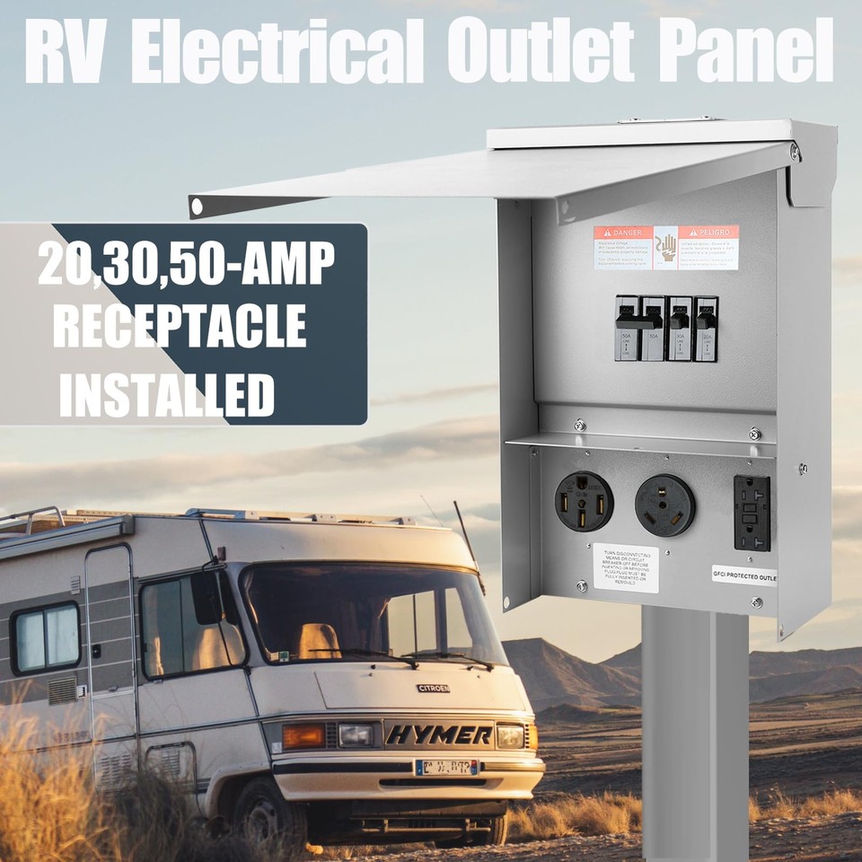 Electrical Outlet Boxes Temporary Power Panel Weatherproof RV ...