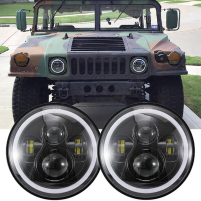 Pair 7" LED Headlights For Hummer Humvee m998 LMTV BMY M1045 M1078 M925 ...