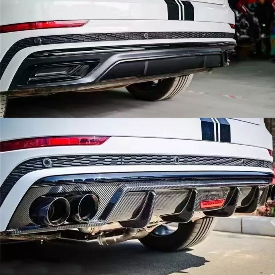 For Audi Q8 Sport SQ8 2019-2022 Real Carbon Rear Bumper Diffuser ...