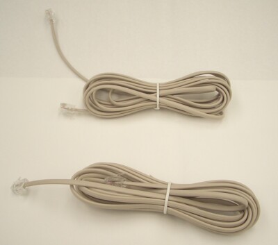 2-Pack 10-feet Off-White 2-wire Line Cord Cable Wire Modular RJ11 Phone ...