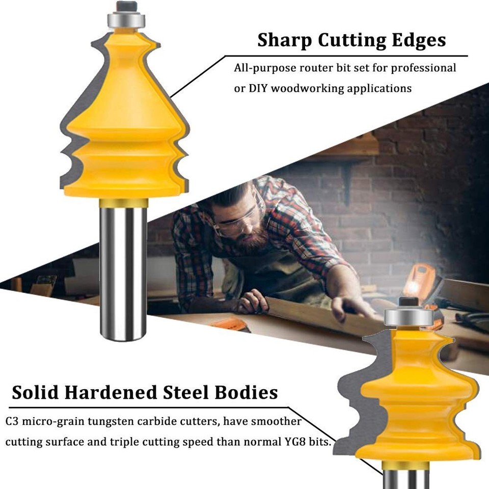 TAIWAIN 1/2 Inch Shank Router Bit Set Picture Frame Molding Woodworking ...