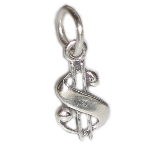 Dollar sign Tiny sterling silver charm .925 x 1 USD Dollars charms ...