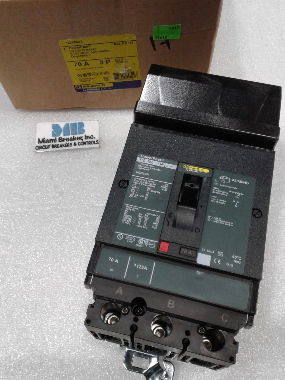 HGA36070 SQD 70 AMP 3 POLE 240- 600 VAC NEW | eBay