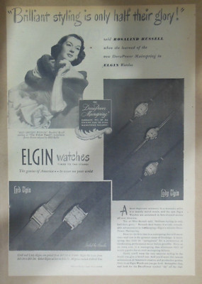 Elgin Watches Ad: Rosalind Russell For Elgin ! from 1948 Size 11 x 15 ...