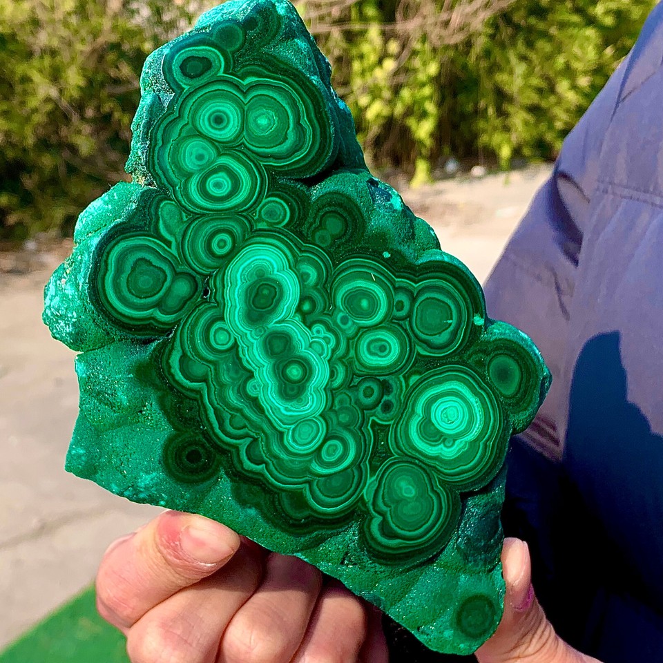 1.91LB Natural Malachite green Glossy rough stone Mineral Sample ...