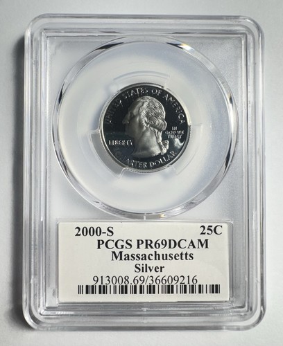 2000 S Massachusetts Proof Silver Quarter With Flag Label PCGS PRDCAM ...