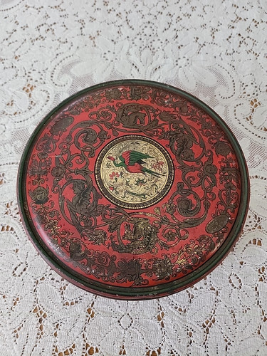 Antique Canco Candy Tin Bird Of Paradise Cherubs Mythical Beasts Gods ...
